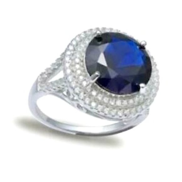 Macy's | Jewelry | Rh Macy Blue Cubic Zirconia Double Pave Row Ring In ...